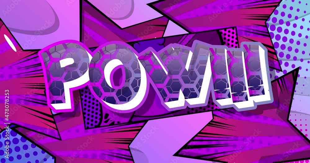 Pow. Motion poster. 4k animated Comic book word text moving on abstract ...
