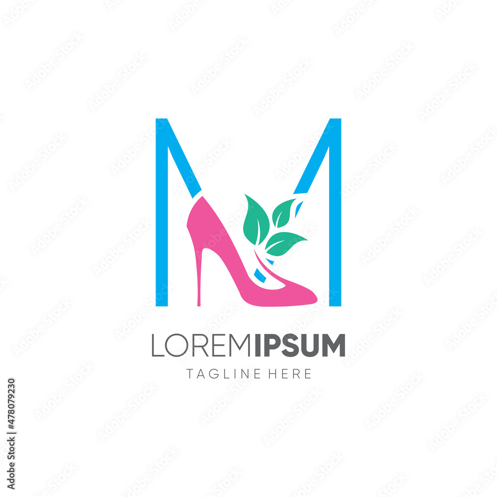 Letter M Women Shoes Heel Logo Design Vector Icon Graphic Emblem ...