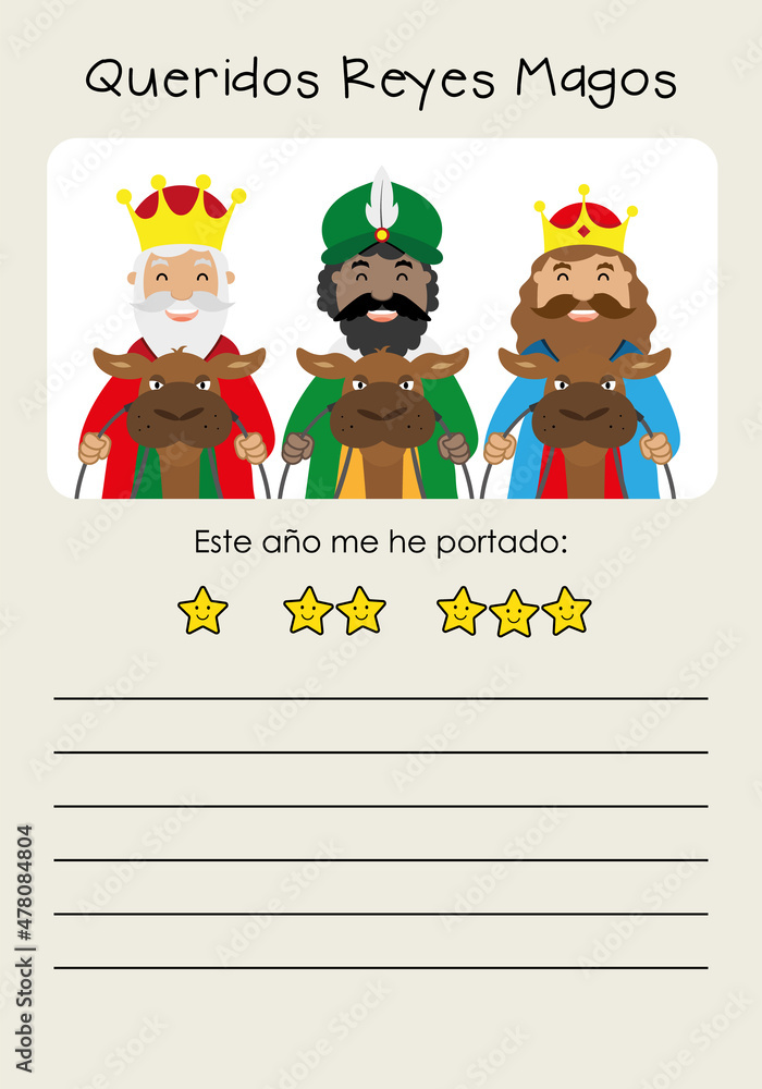 Letter to the Three Wise Men from the East. Text in Spanish dear Three ...