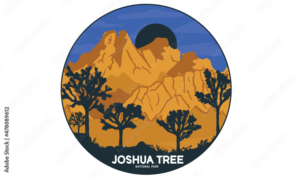 Joshua tree retro graphic print design. Desert vibes artwork for t ...