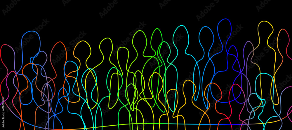 Creative Concept of people Connection and Communication. large Crowd of ...