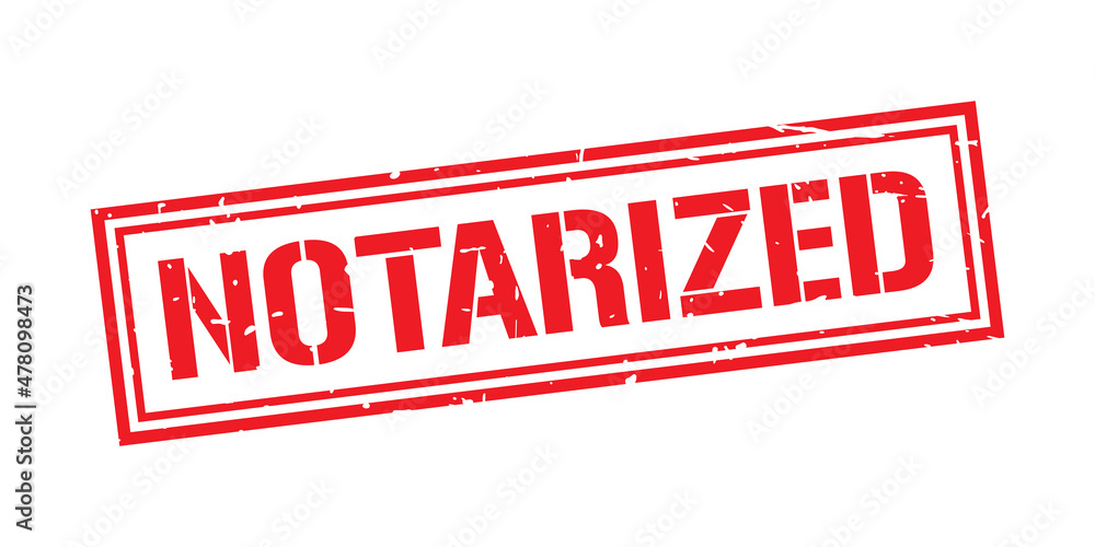 Notarized word stamp symbol isolated on white background. Grunge red ...