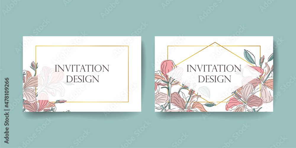 Set of two horizontal invitation card templates. Invitation card is ...
