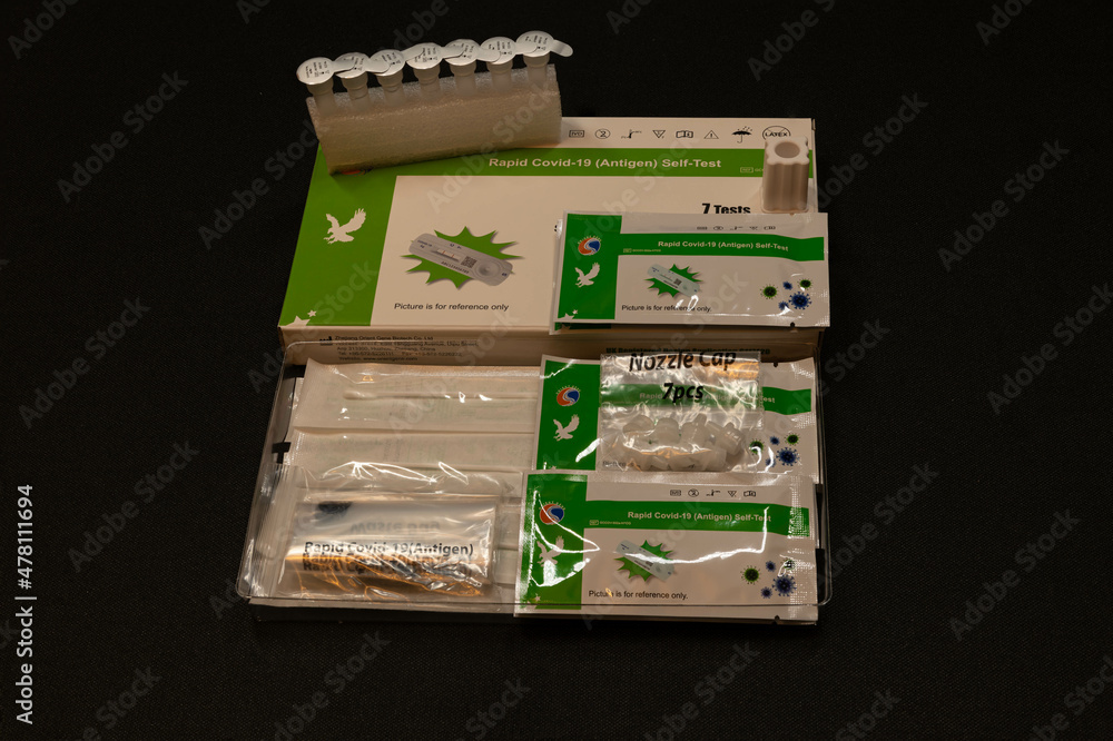 Biontech brand Rapid Covid-19 Antigen self test with nozzle caps ...