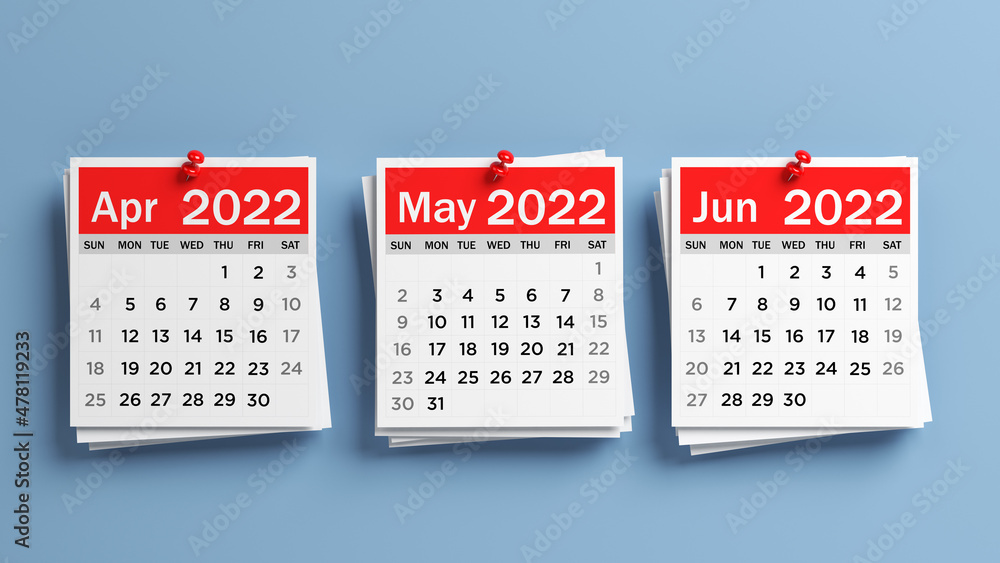 May And June Calendar 2022
