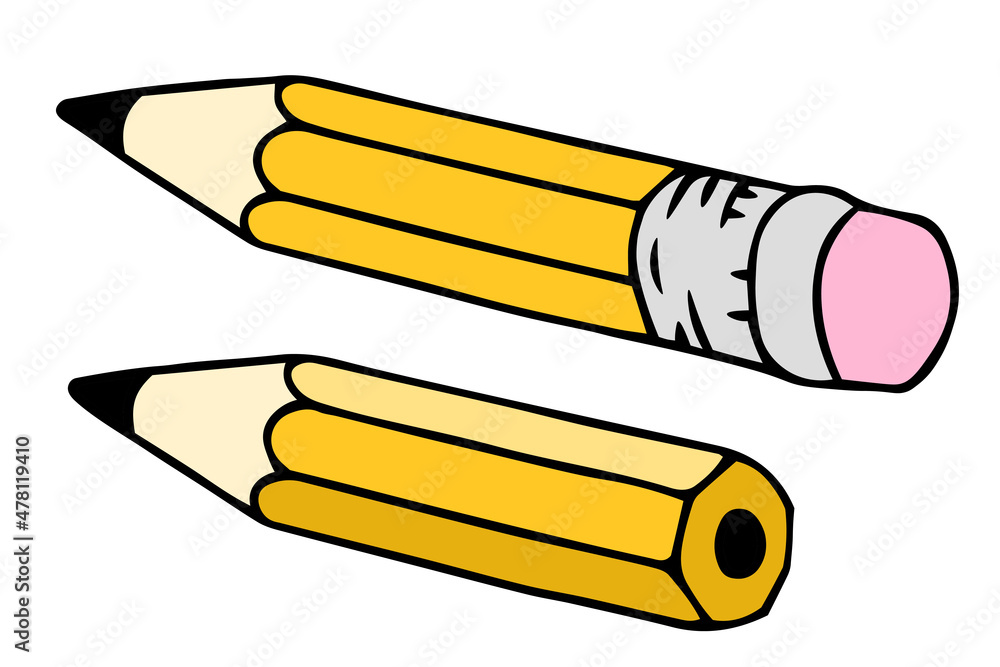 Pencil with eraser cartoon isolated illustration Stock Vector | Adobe Stock