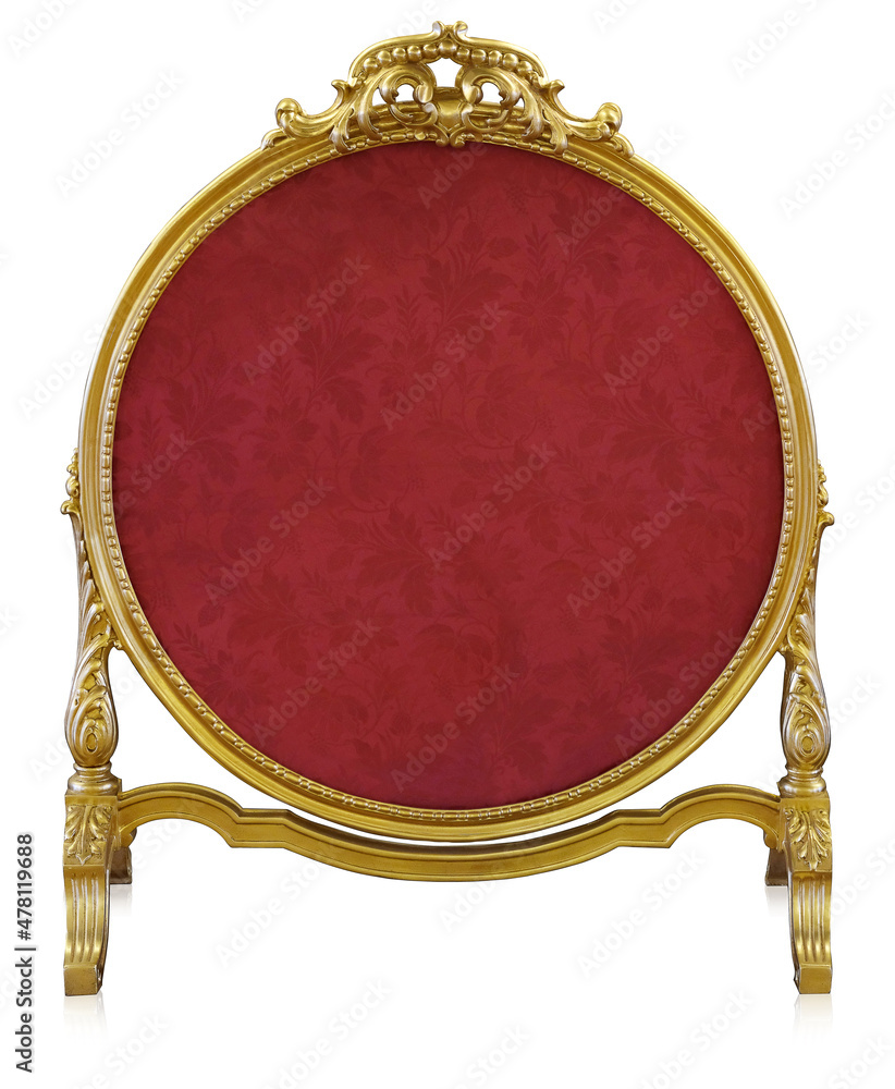 Golden fire screen isolated on white background. Design element with ...