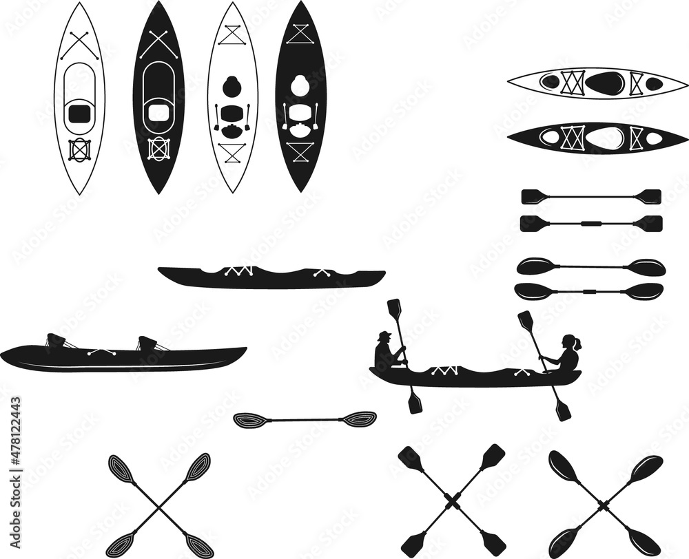Kayak SVG, Kayak Paddle SVG, Kayaker SVG Stock Vector | Adobe Stock