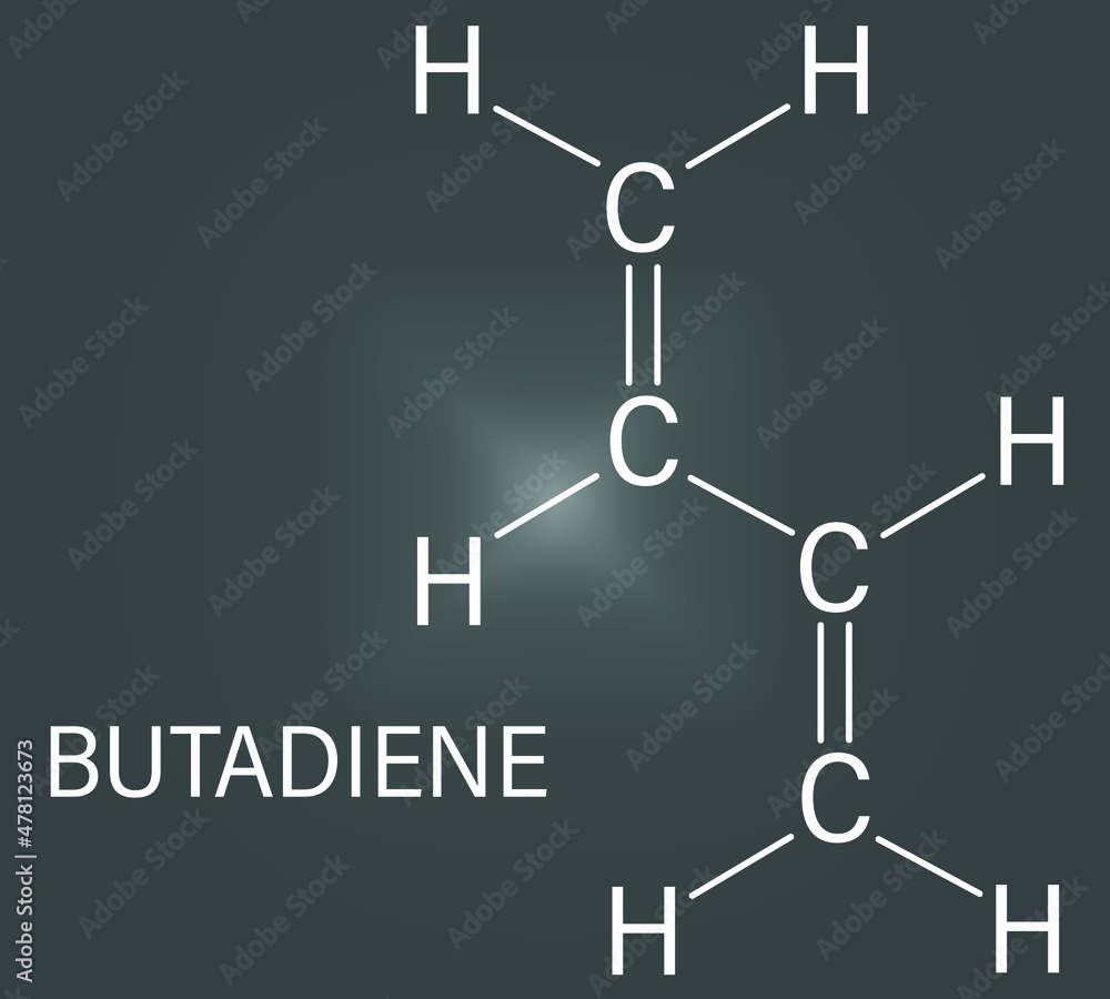 Butadiene or 1,3-butadiene synthetic rubber building block molecule ...