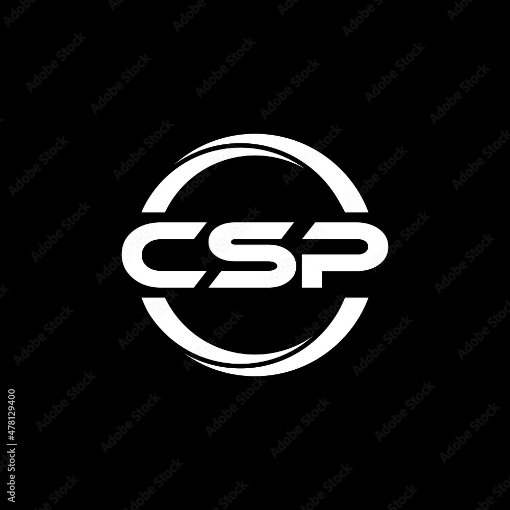 CSP letter logo design with black background in illustrator, vector ...