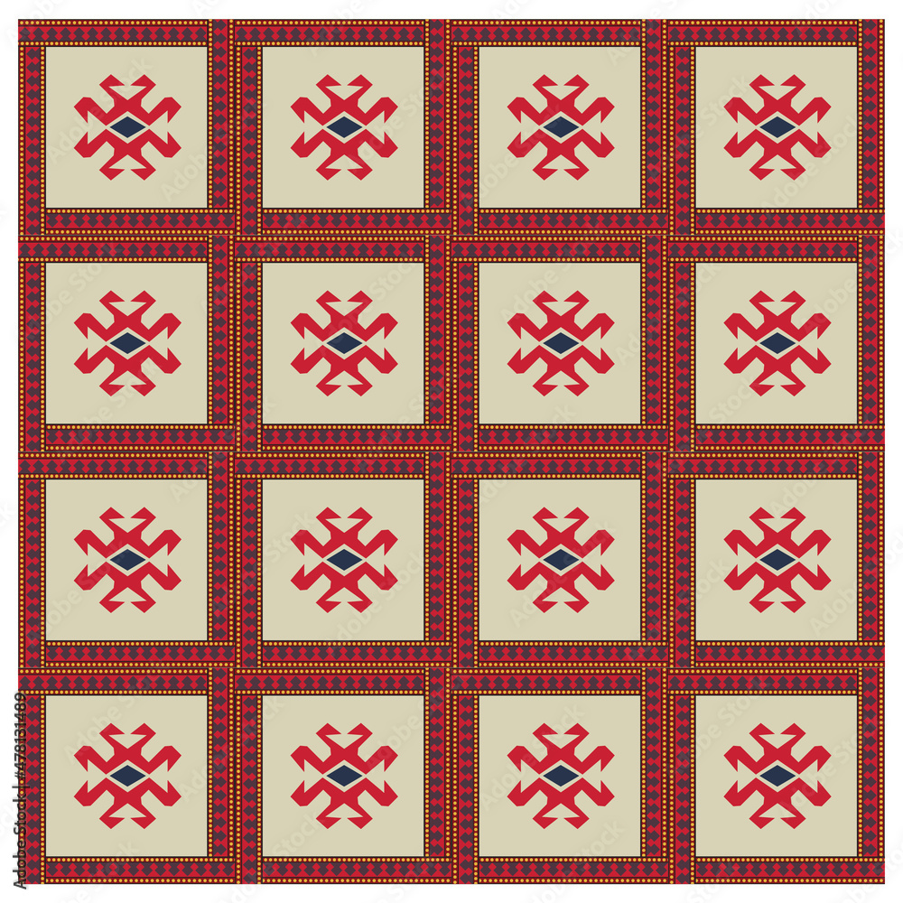 Armenian carpet (Crown Carpet) detail with traditional ornaments and ...