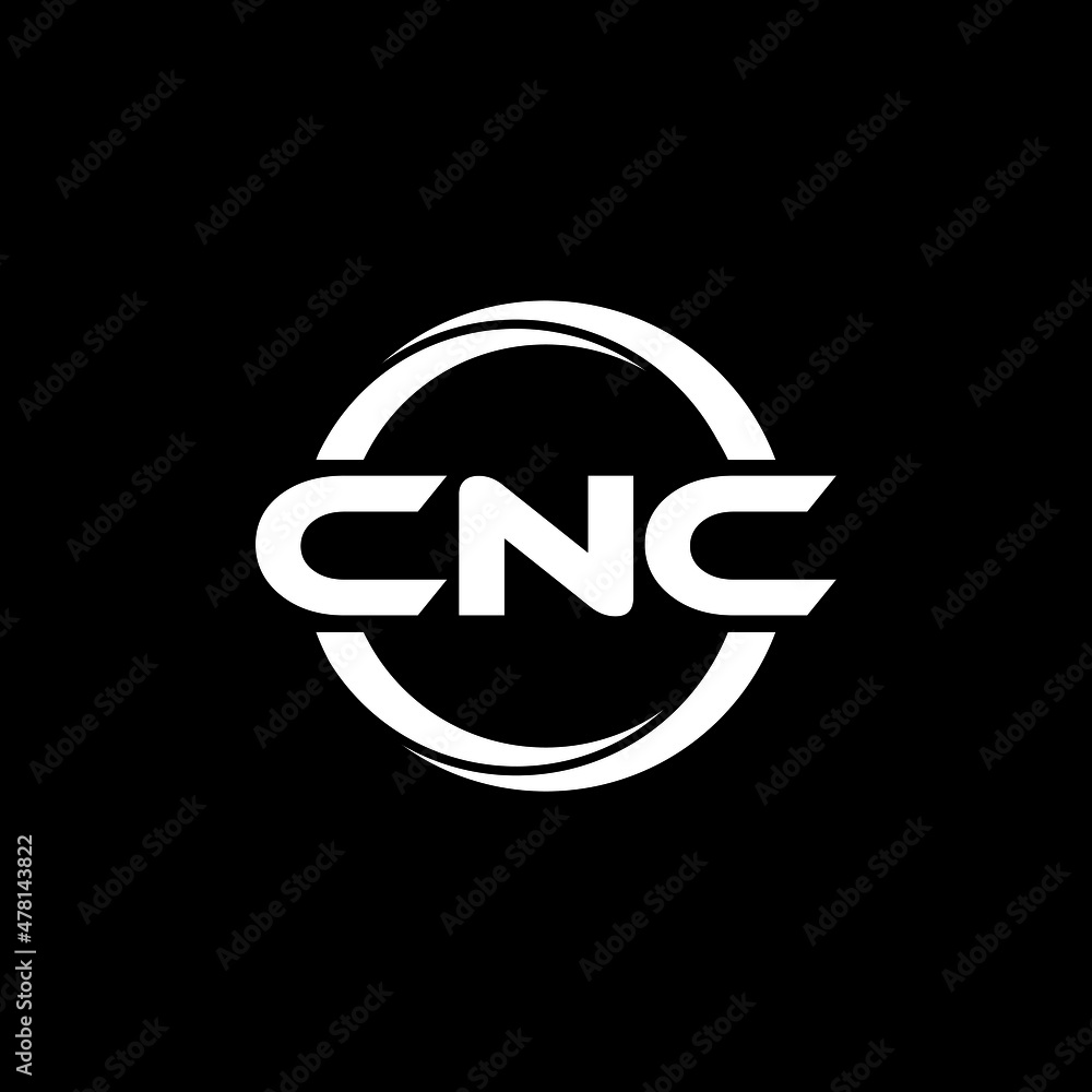 CNC letter logo design with black background in illustrator, vector ...