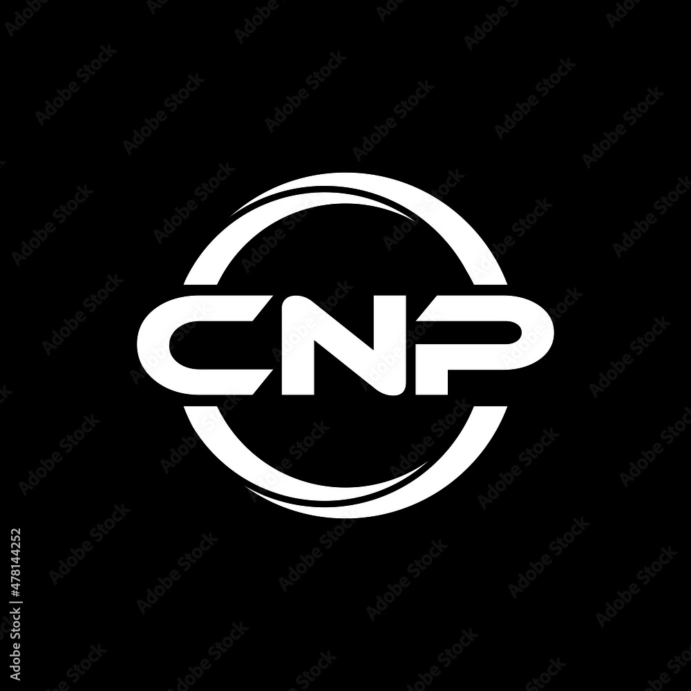 CNP letter logo design with black background in illustrator, vector ...