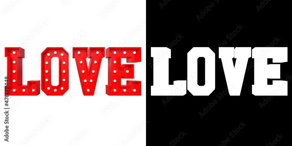 Word sign love 3-white background alpha png 3D Rendering Ilustracion 3D ...