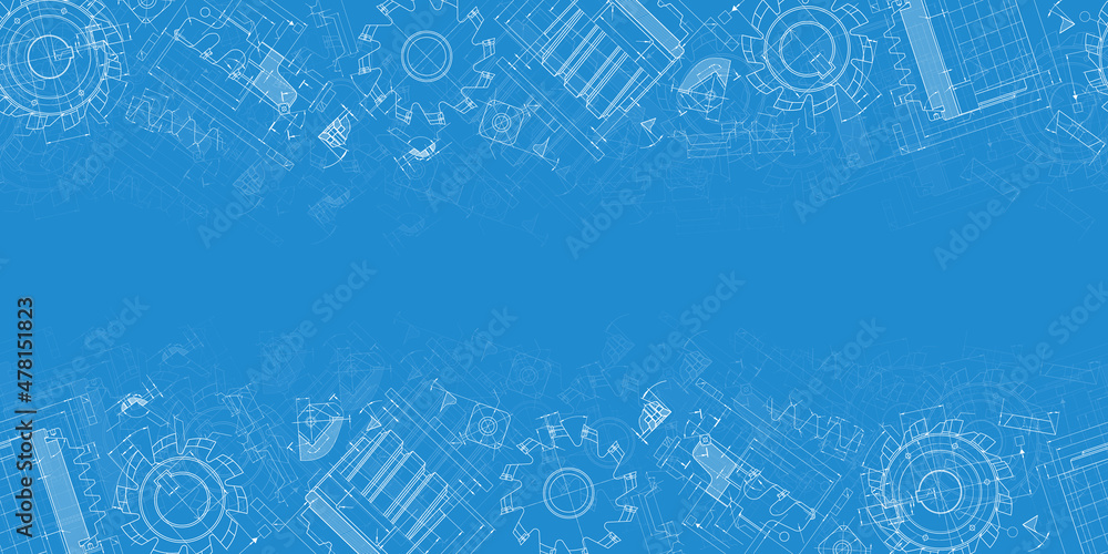 Mechanical engineering drawings on blue background. Cutting tools ...