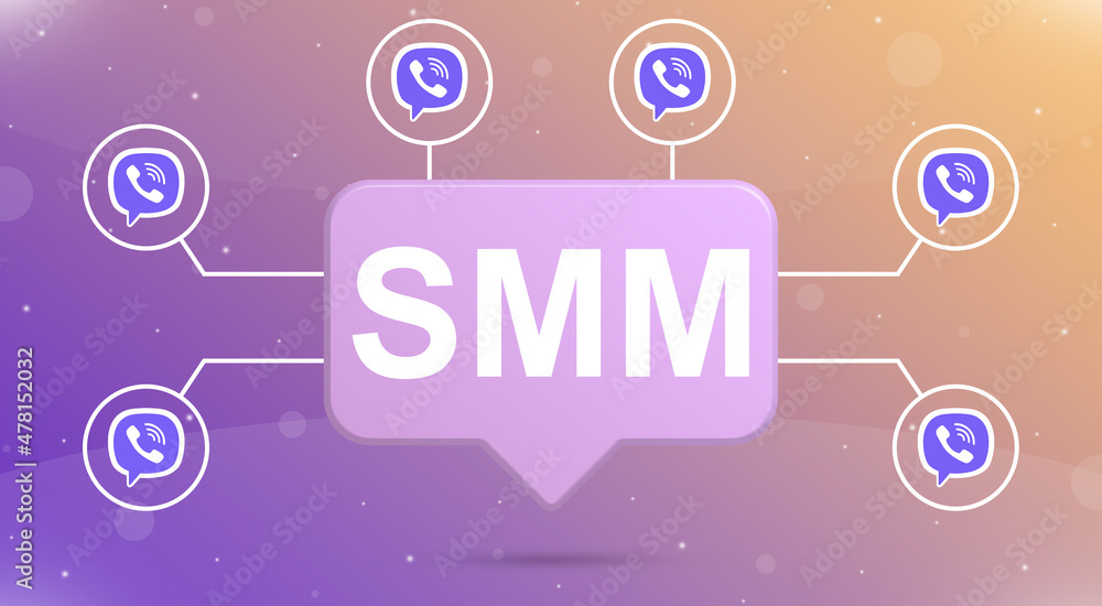 SMM speech bubble with viber logo icons around 3d Stock Photo | Adobe Stock