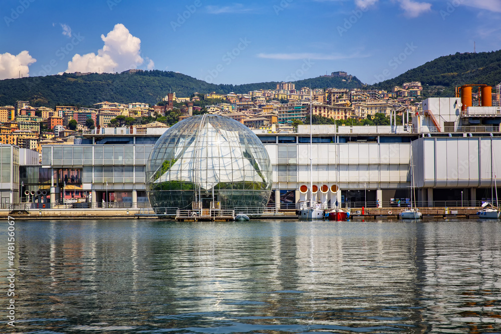 GENOA, ITALY, 2019, JULY 19: Beautiful view of the ancient port of ...