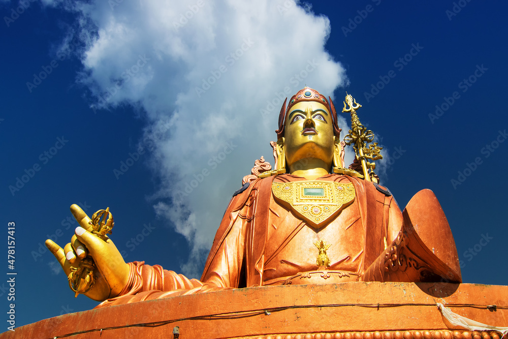 Samdruptse statue , a huge buddhist memorial statue in Sikkim, blue ...