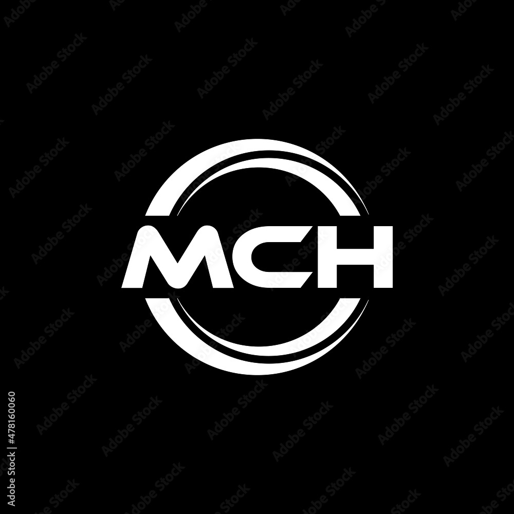 MCH letter logo design with black background in illustrator, vector ...