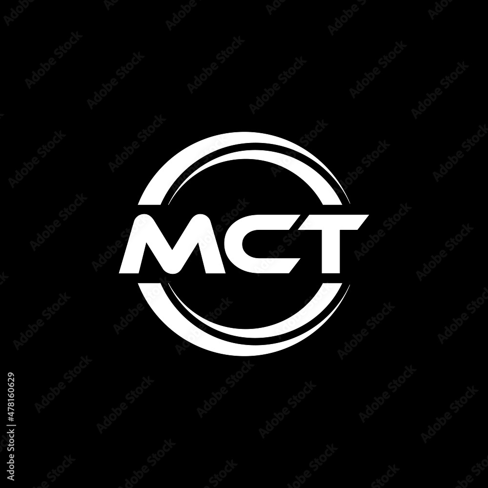 MCT letter logo design with black background in illustrator, vector ...
