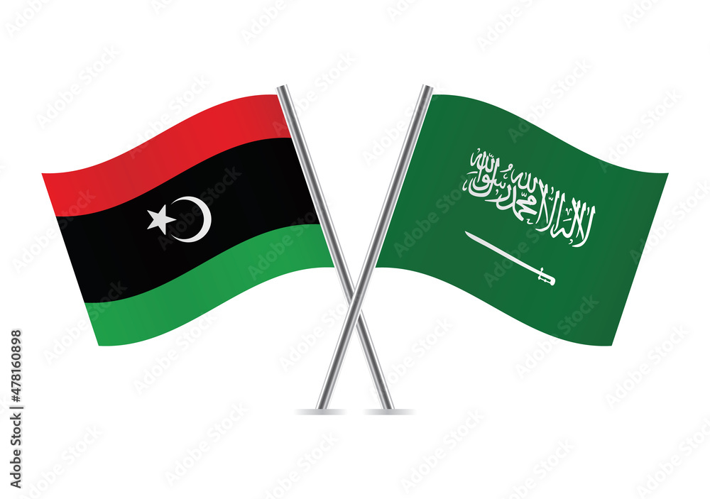 Libya and Saudi Arabia flags. Libyan and Saudi Arabian flags isolated ...