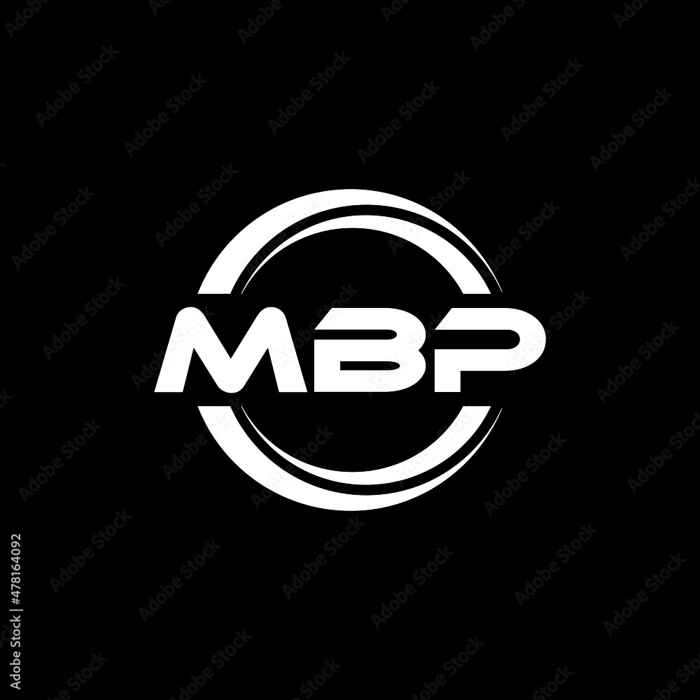 MBP letter logo design with black background in illustrator, vector ...