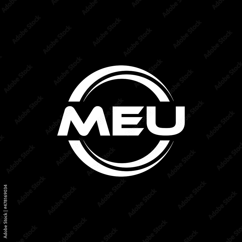 MEU letter logo design with black background in illustrator, vector ...