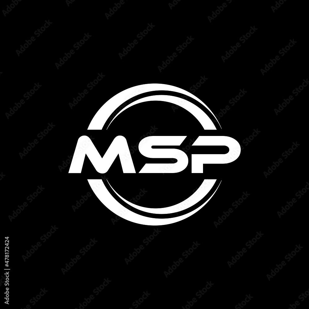 MSP letter logo design with black background in illustrator, vector ...
