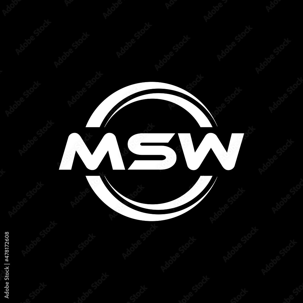 MSW letter logo design with black background in illustrator, vector ...