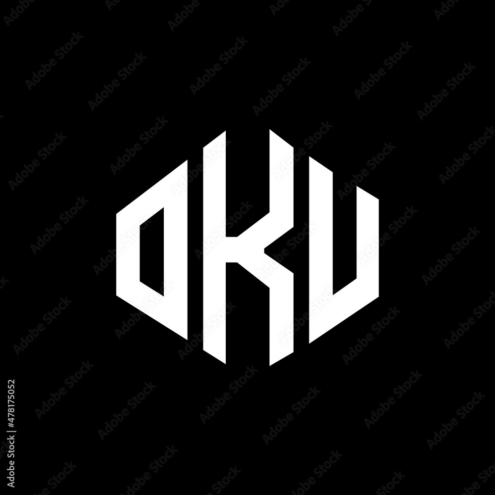 OKU letter logo design with polygon shape. OKU polygon and cube shape ...