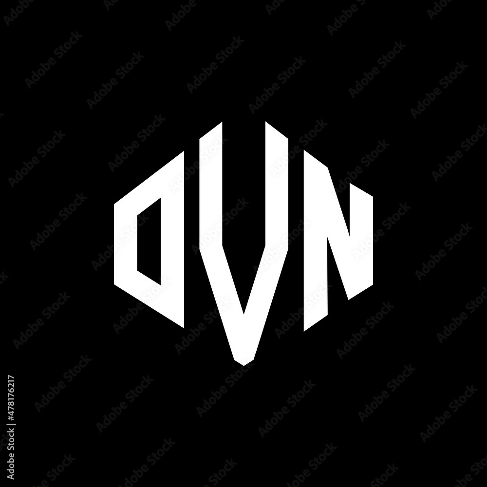 OVN letter logo design with polygon shape. OVN polygon and cube shape ...