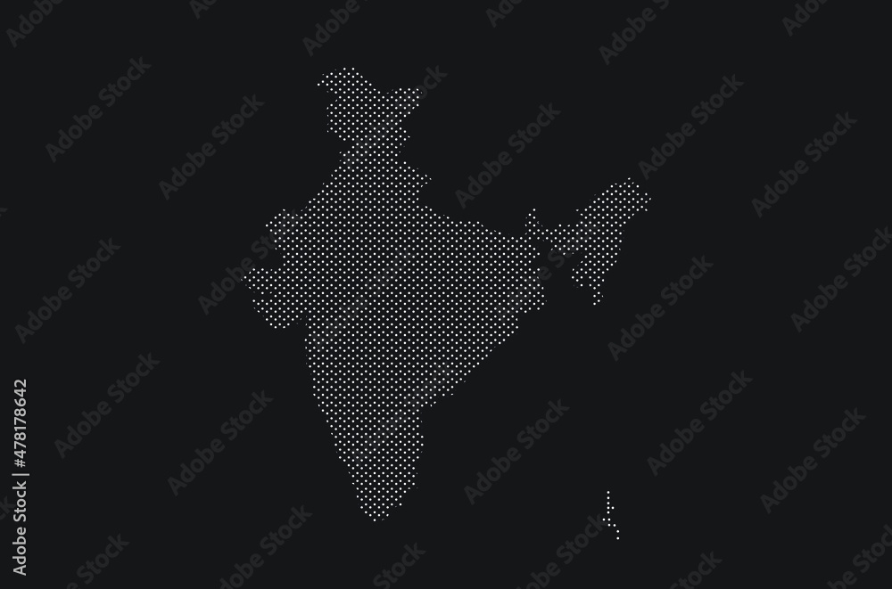 Dotted India map. black background. vector illustrations Stock Vector ...