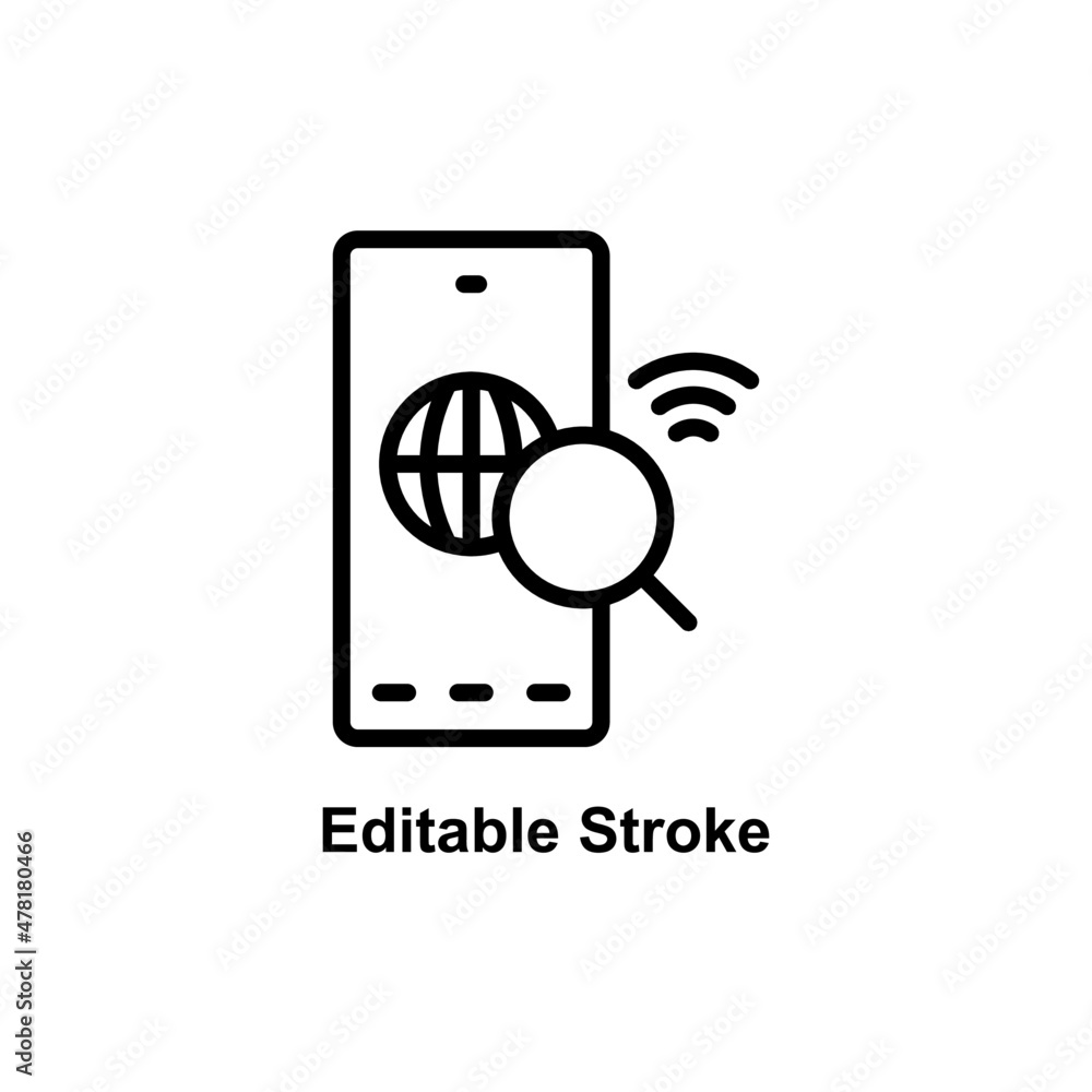 Mobile Browser App Icon Designed In Outline Style In Editable Stroke For Mobile App Icon Theme