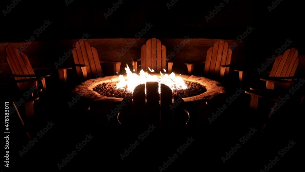 Chairs arranged around a cozy backyard fire pit. Stock Video | Adobe Stock