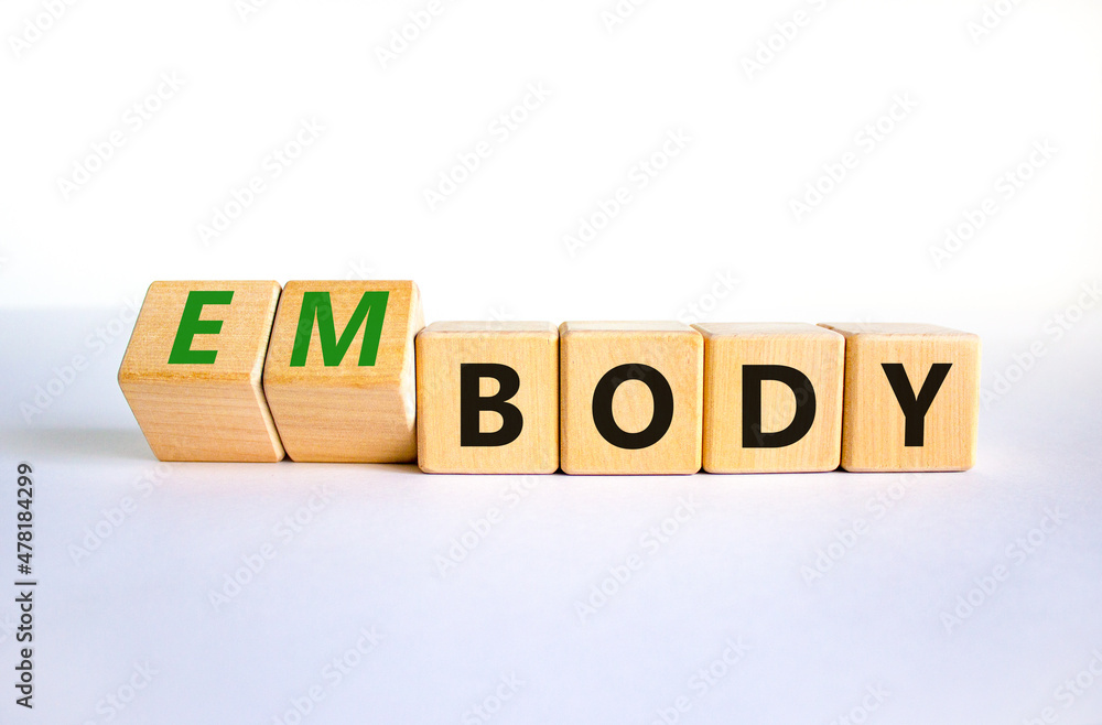 Body and embody symbol. Turned wooden cubes and changed the concept ...