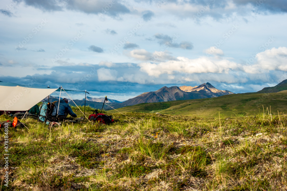 Travelling above the tree line in Alaska's Northern Talkeetna Mountains ...