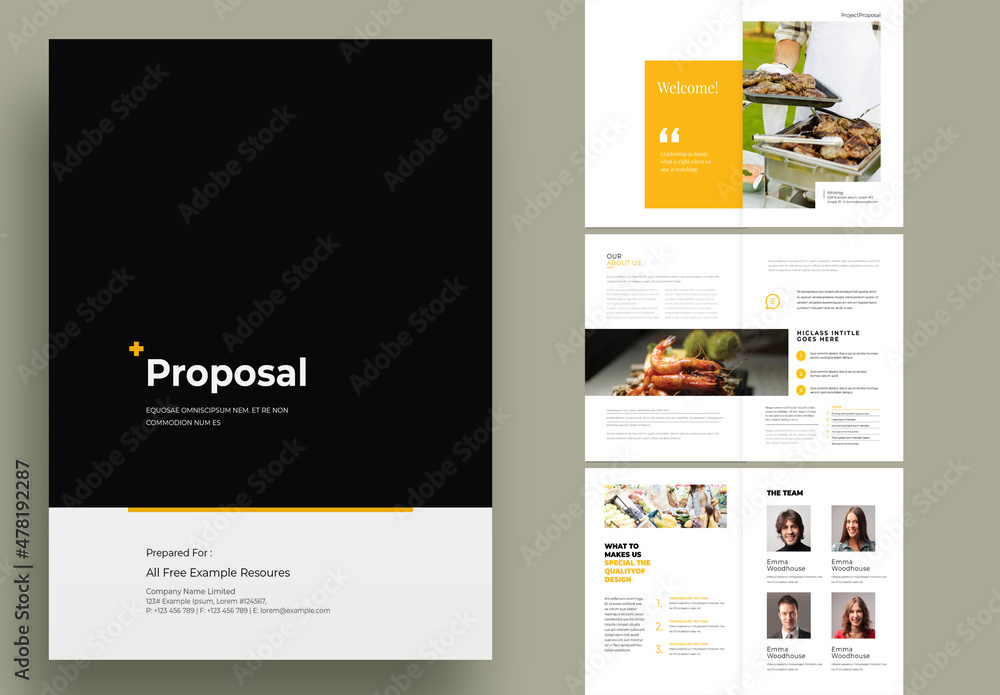 Creative Minimal Fast Food Project Proposal Stock Template | Adobe Stock