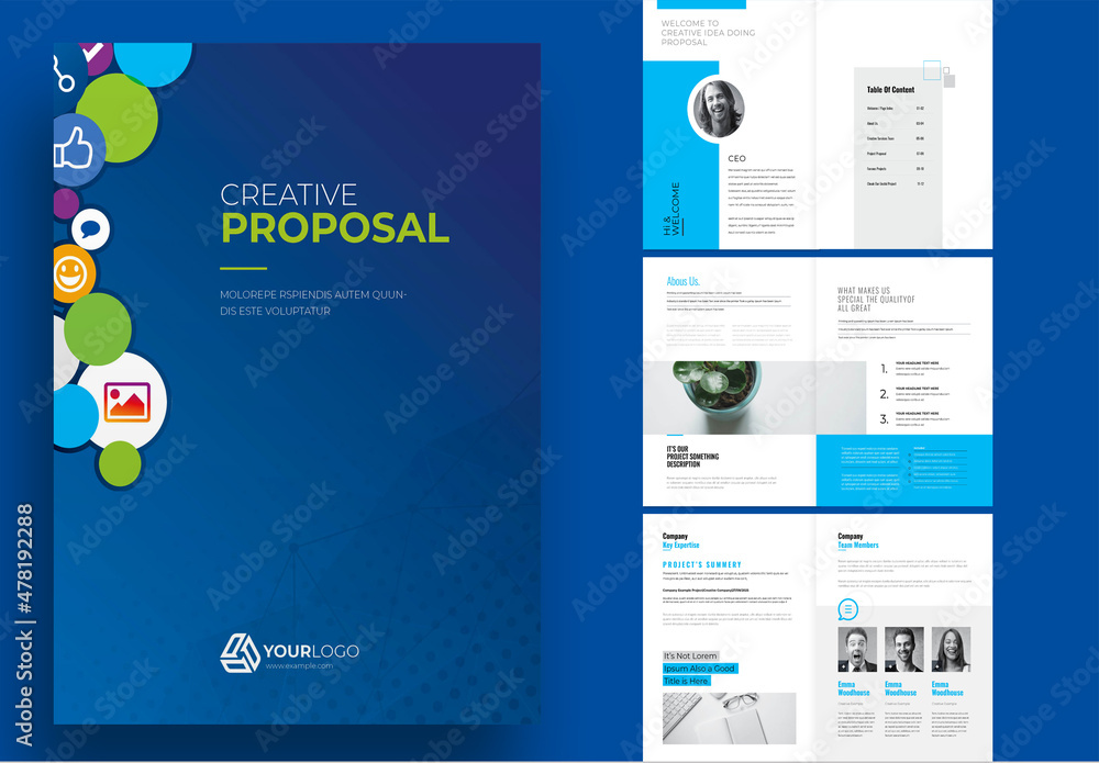 Social Media Project Proposal with Social Icons Stock Template | Adobe ...