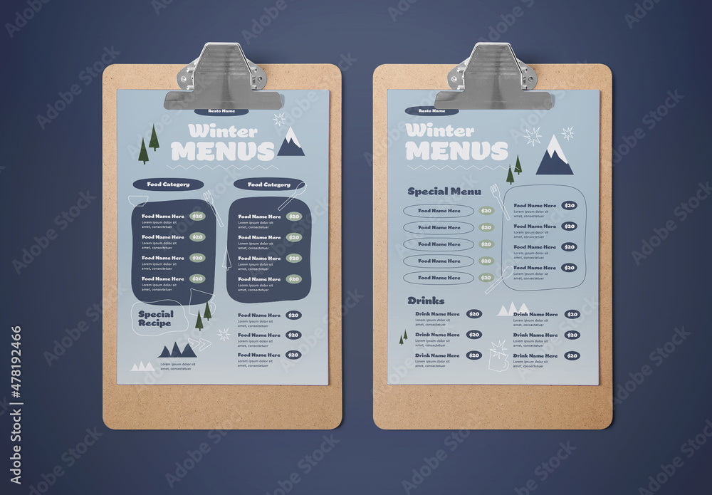 Winter Food Menu Layout Stock Template | Adobe Stock