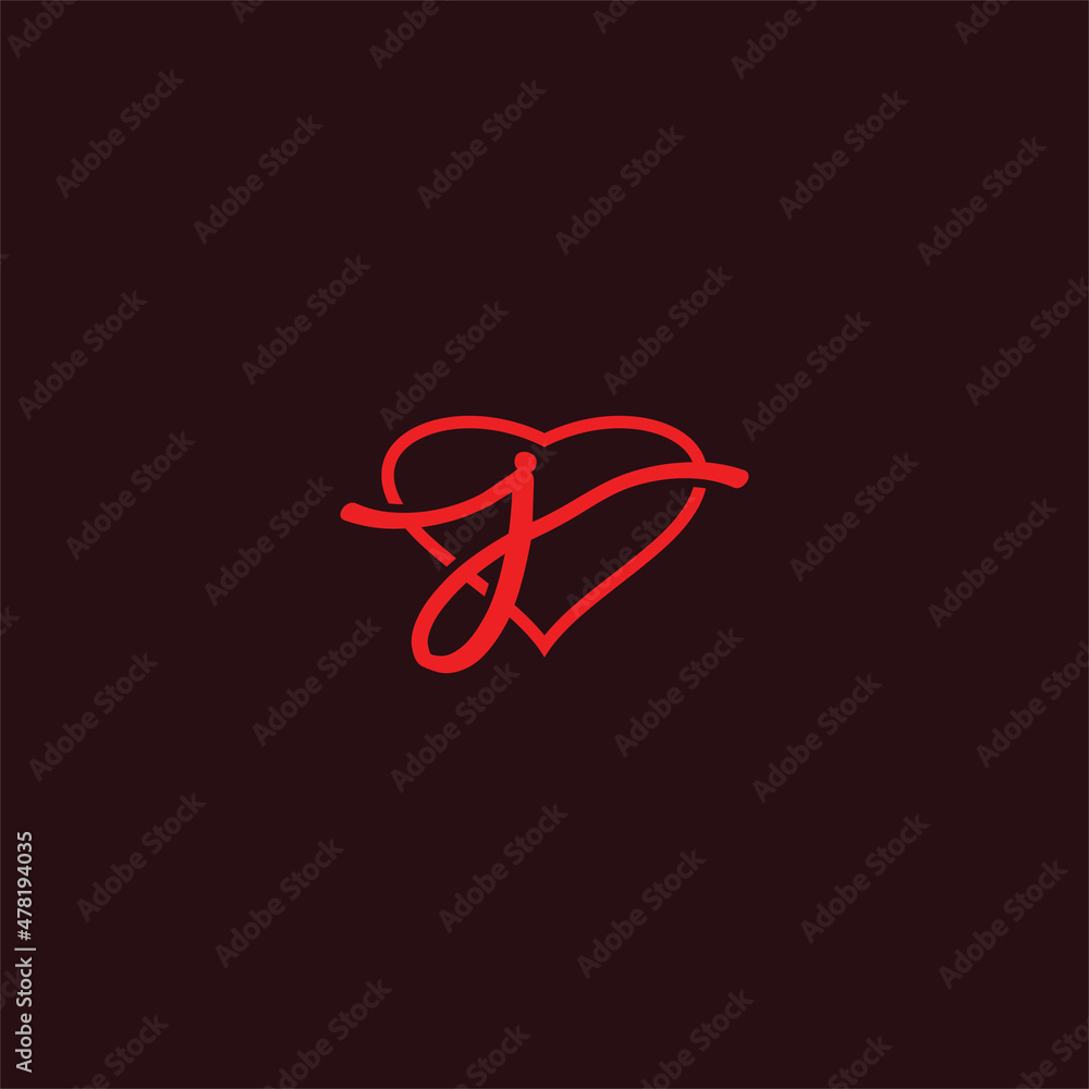 letter j logo vector heart template Stock Vector | Adobe Stock