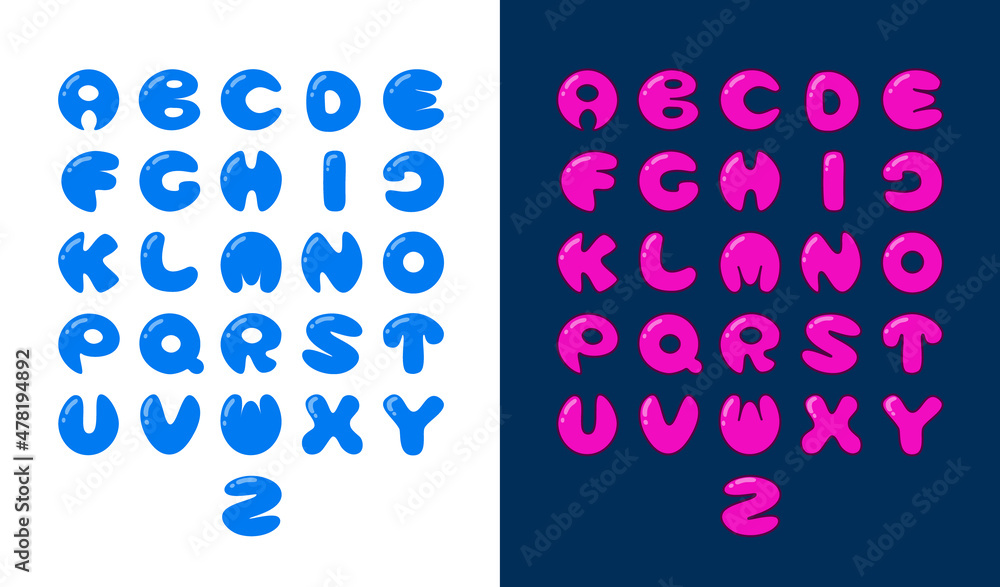 Vector bubble alphabet, Letters A-Z blue and pink color Stock Vector ...