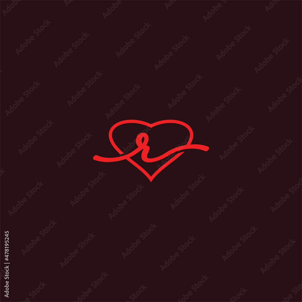 letter r logo vector heart template Stock Vector | Adobe Stock