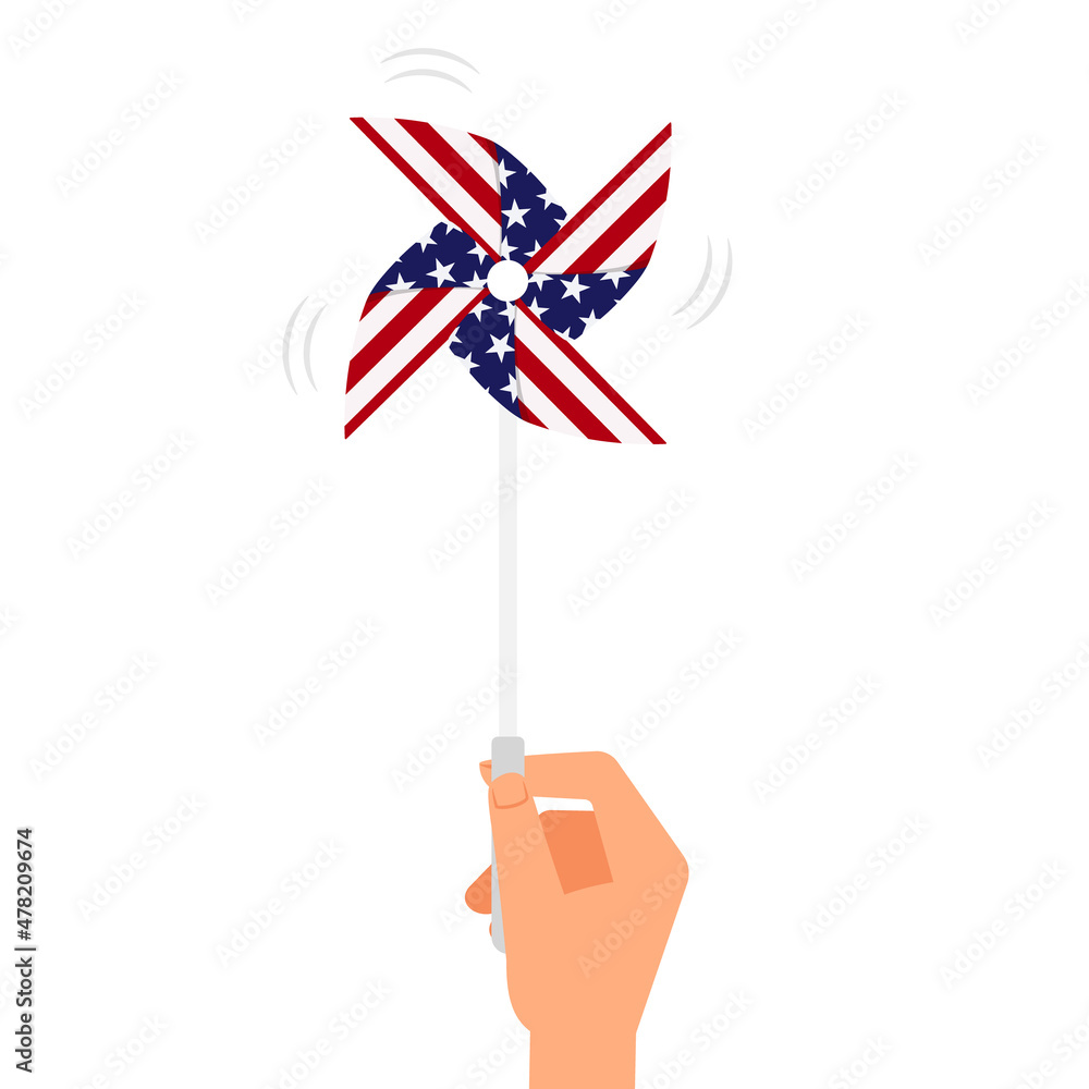 Hand holding patriotic wind spinner image. Clipart image Stock Vector ...