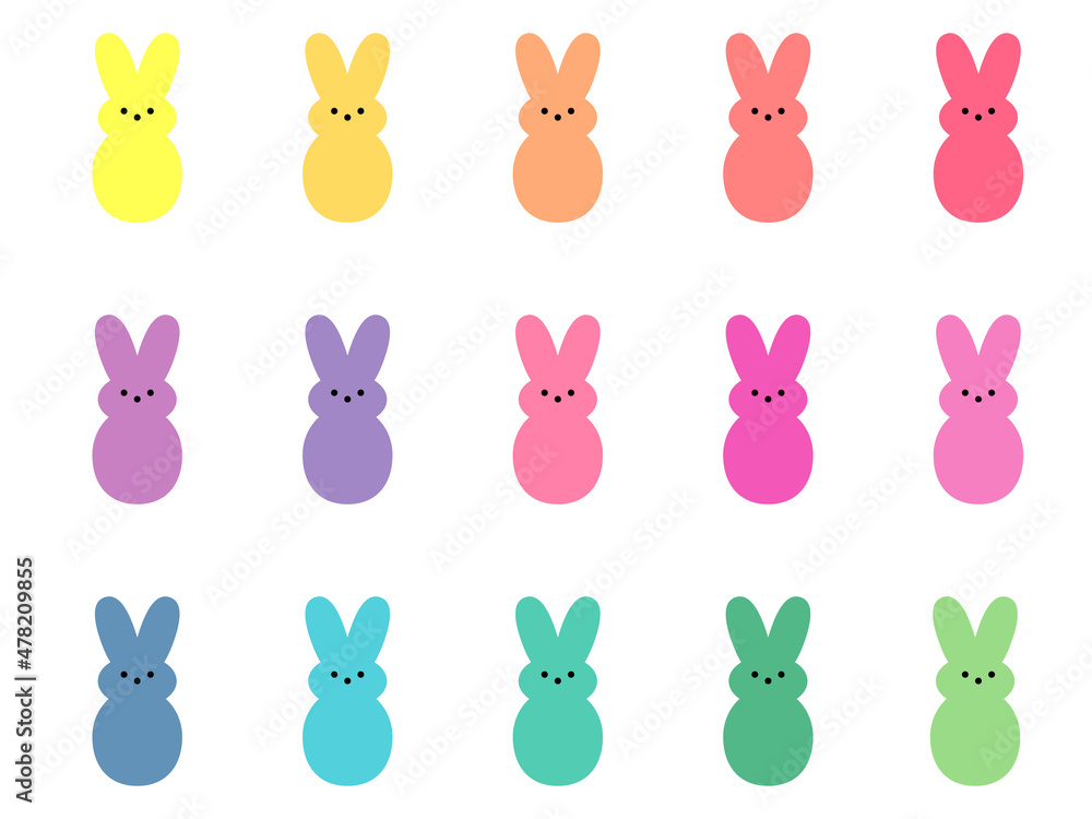 Easter bunny multiclolored icon set. Clipart image isolated on white ...