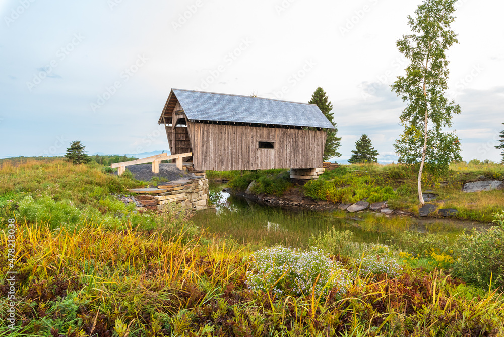 Looking up at The Am Foster Covered bridge in early fall Cabot county ...