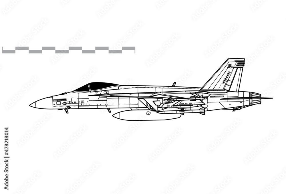 Boeing F/A-18E Super Hornet. Vector drawing of multirole fighter ...