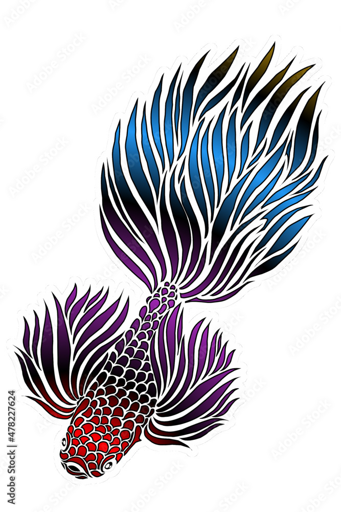 Beautiful gradient colourful betta fish design illustration for ...