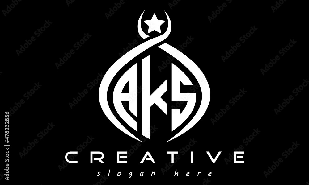 AKS three letters monogram curved oval initial logo design, geometric ...