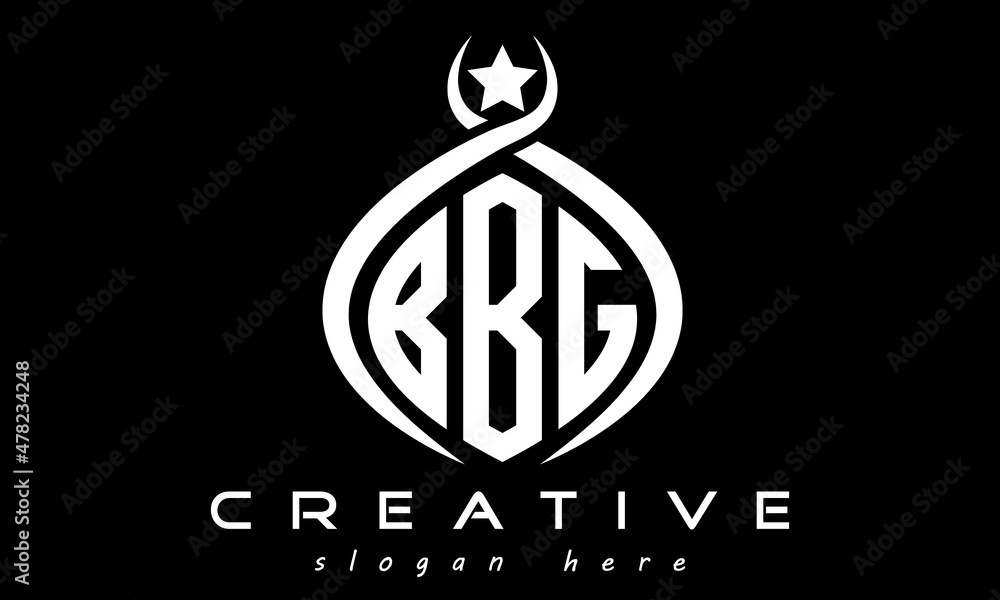 BBG three letters monogram curved oval initial logo design, geometric ...