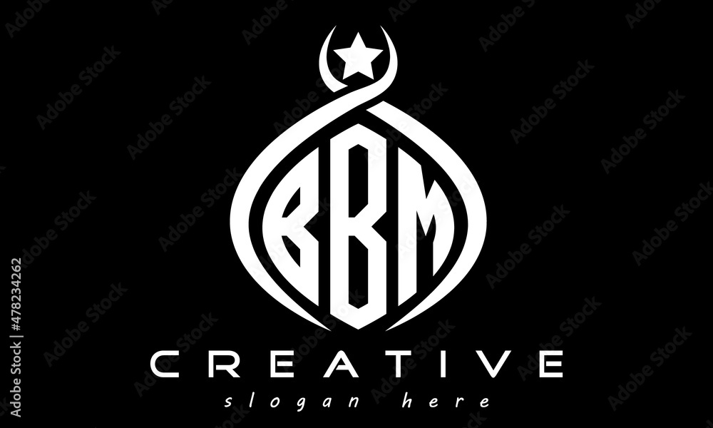 BBM three letters monogram curved oval initial logo design, geometric ...